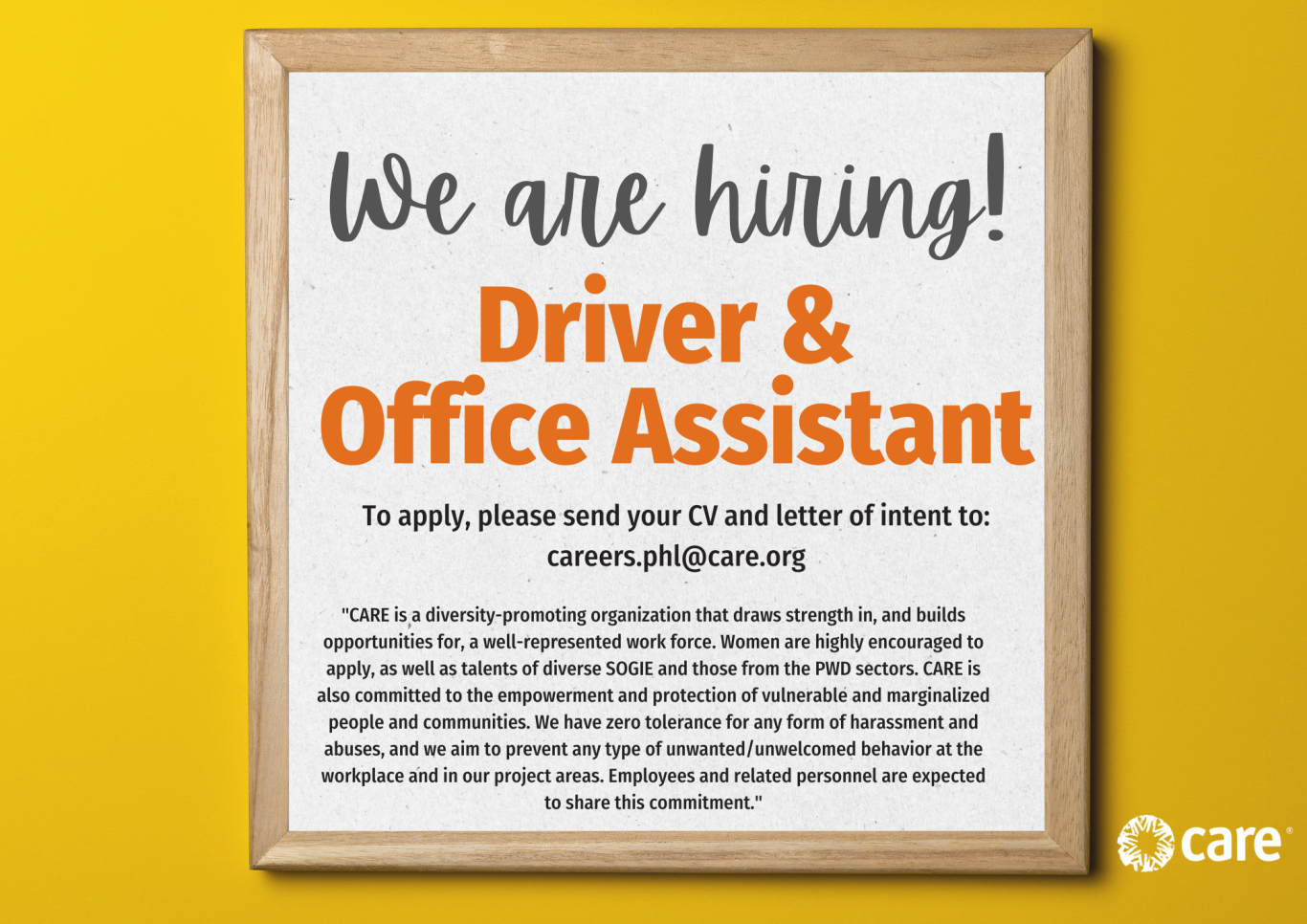 Our Careers - CARE Philippines: International Humanitarian Organization