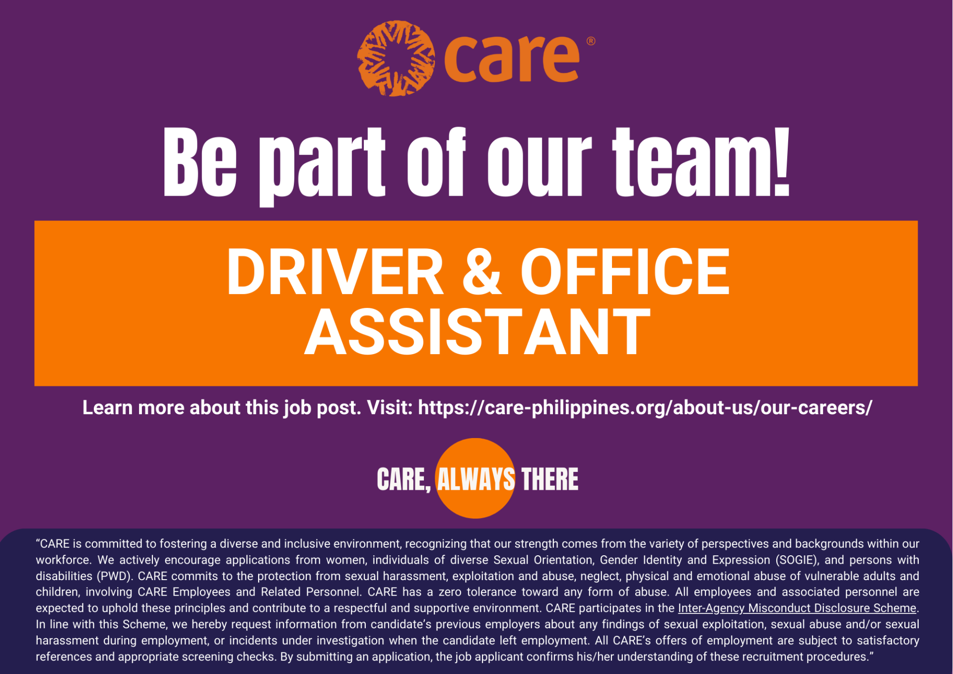 Our Careers - CARE Philippines: International Humanitarian Organization