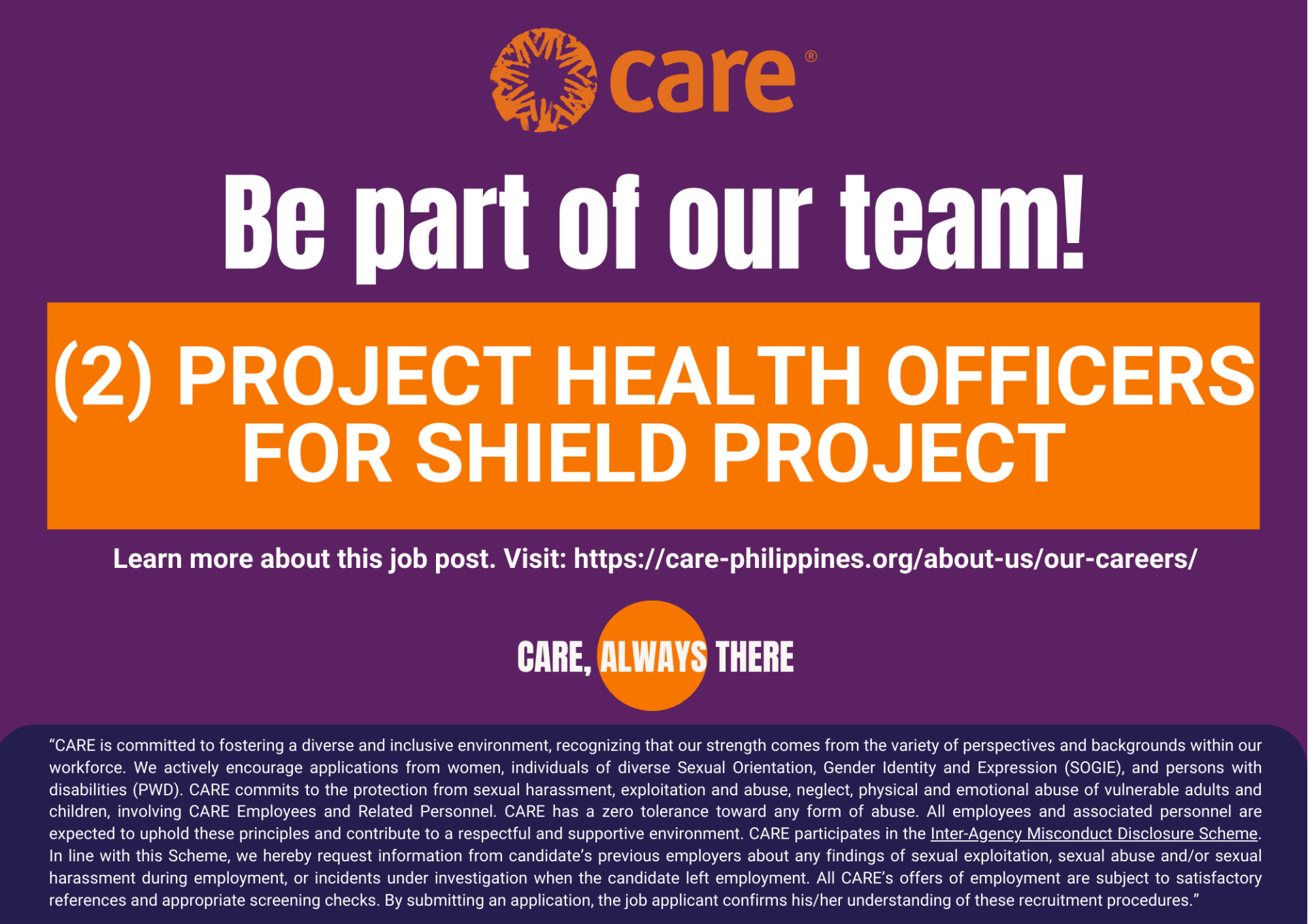 Our Careers - CARE Philippines: International Humanitarian Organization