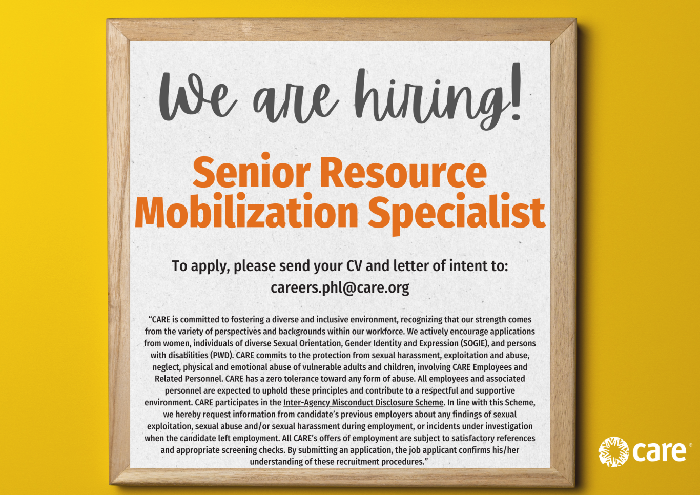 Our Careers - CARE Philippines: International Humanitarian Organization